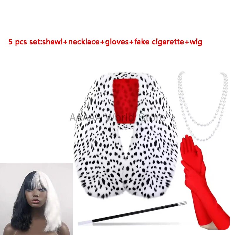 Женский костюм Круэллы Дьявилы 5 pcs set as show