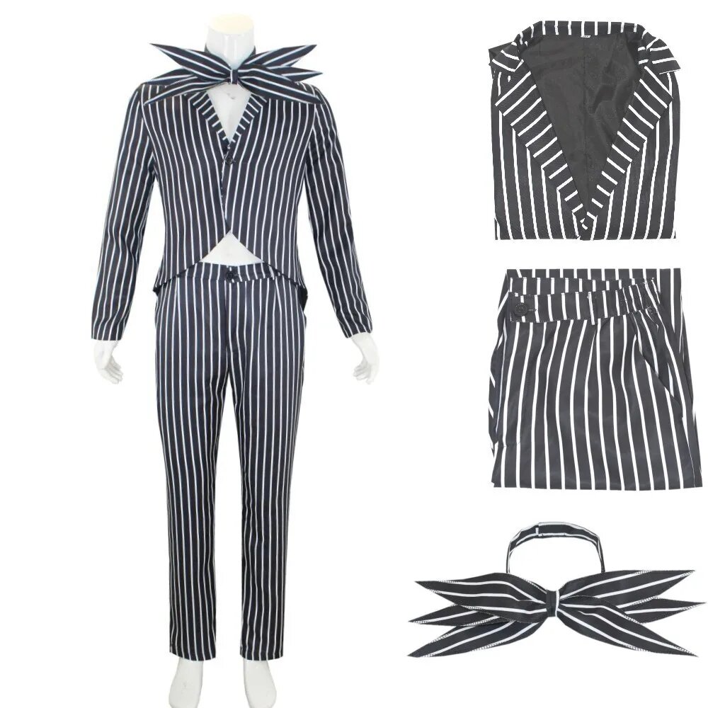 Костюм Джека Скеллингтона в полоску, комплект, M, черный