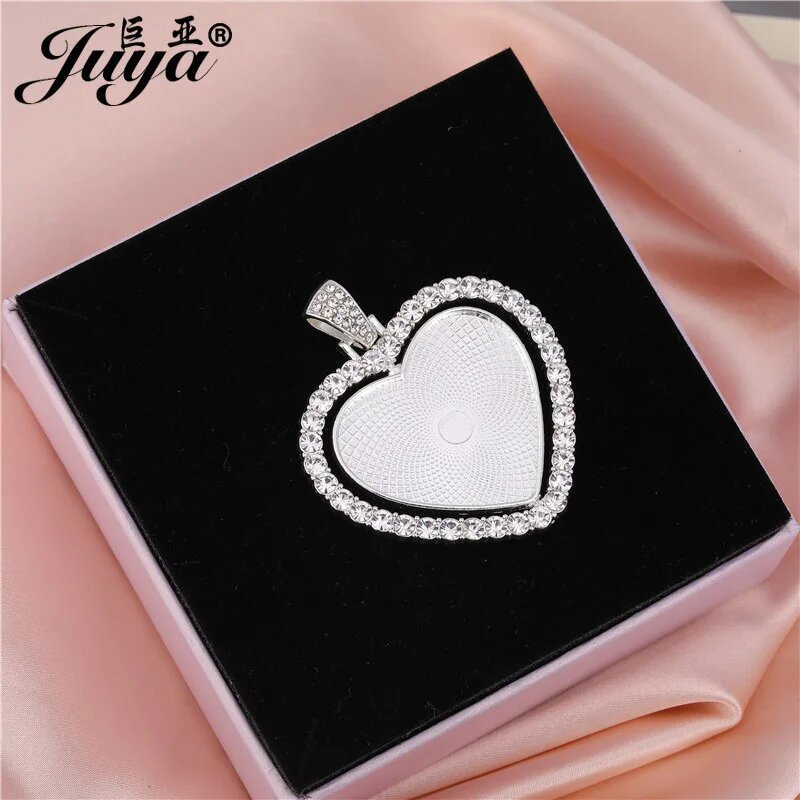 Пустые основы для кулонов Juya сердце 25/30 мм inner size 25mm, Серебряный, Silver