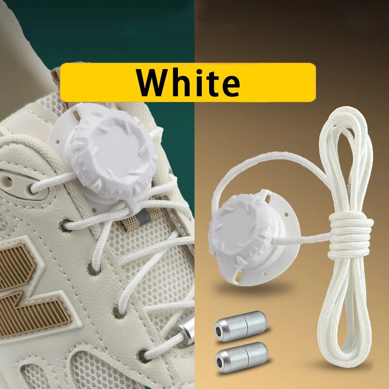 Автоматические Шнурки С Поворотной Застежкой White-1Pair-2