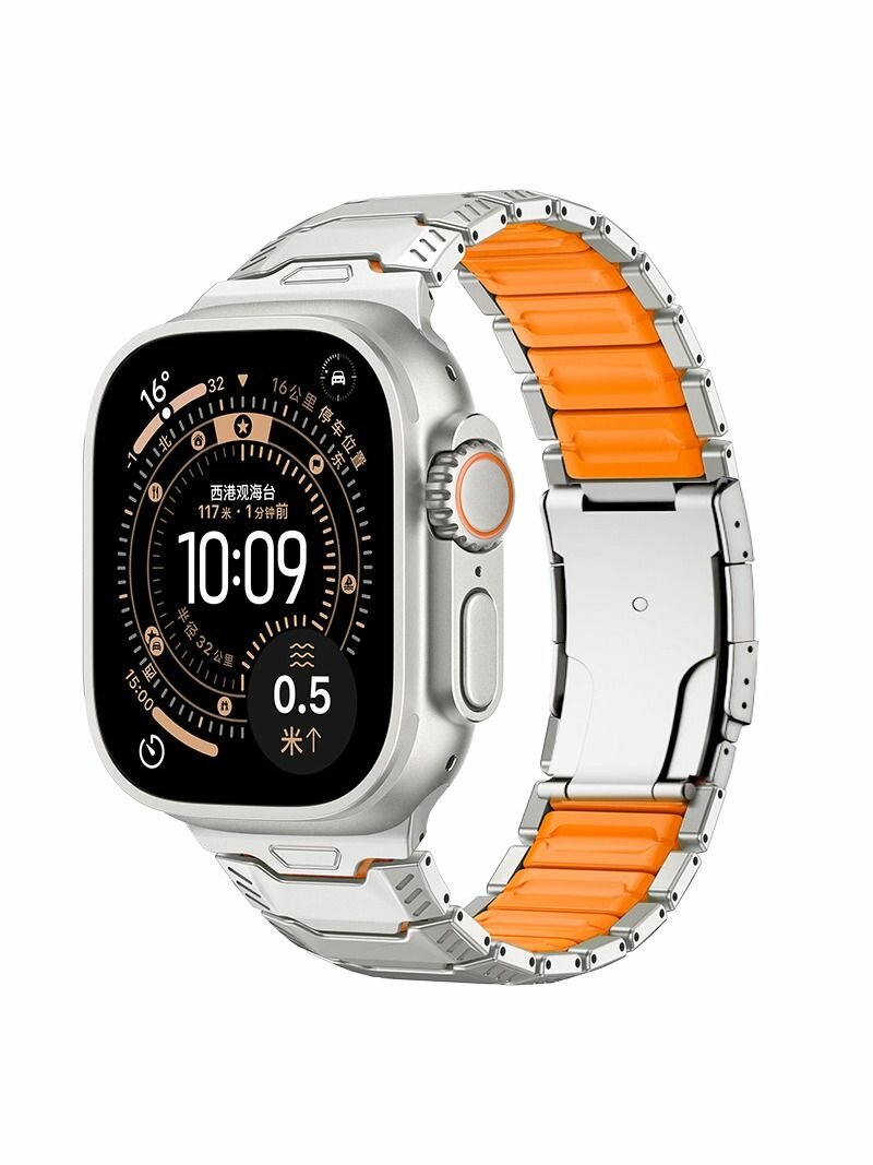 Флуороэластомерный резиновый ремень из сплава цинка для Apple Watch Ultra 3 2 49 мм 10 11 46 мм Магнитная лента