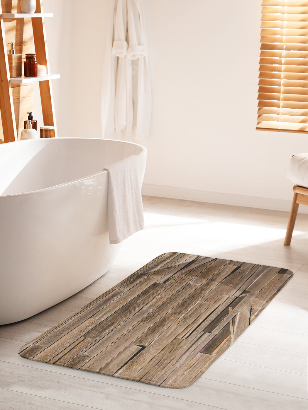 Коврик для ванной комнаты и туалета противоскользящий "Деревянные доски" 60х100 см, JoyArty
