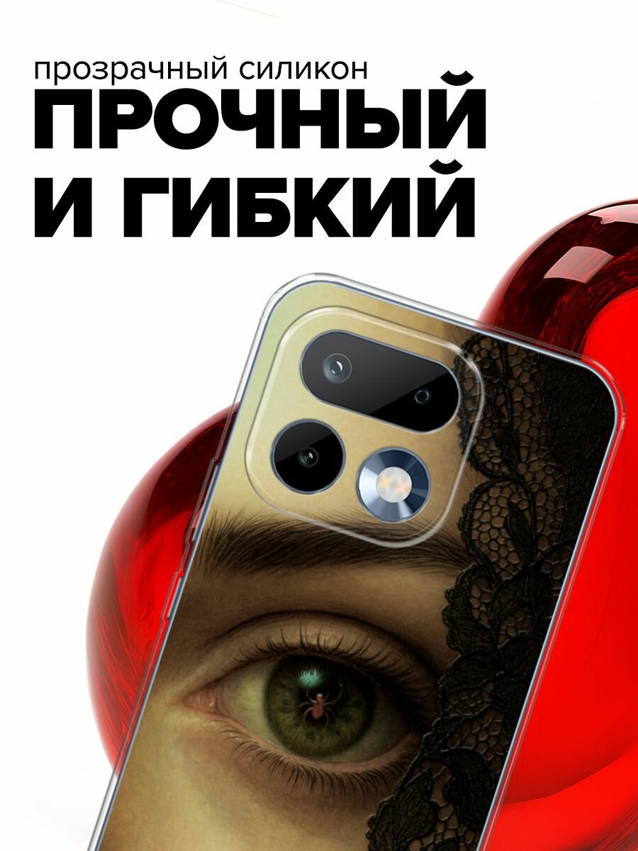 Силиконовый чехол на Realme 16 Pro / Реалми 16 Про с принтом Паук в глазах — фото 1