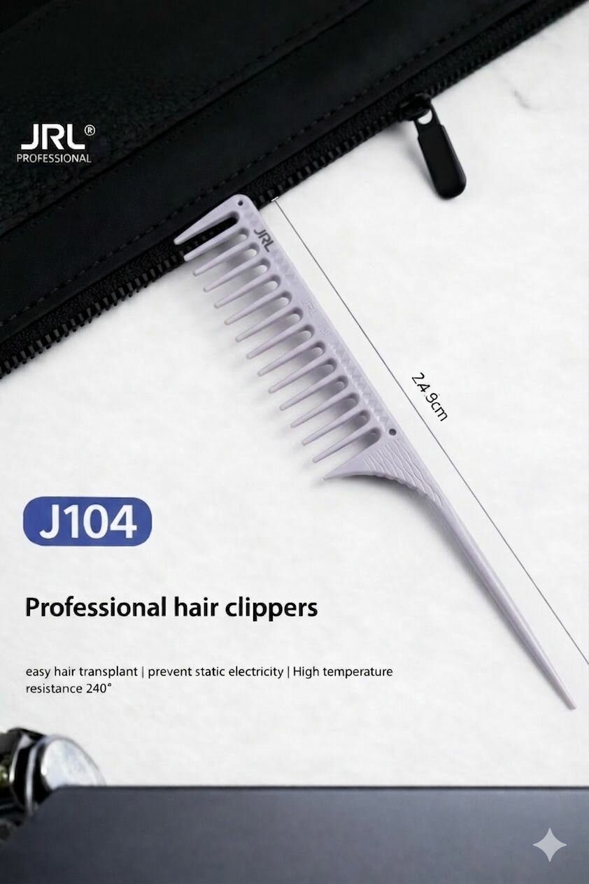 Расческа для хвоста с мелкими зубцами, 249мм