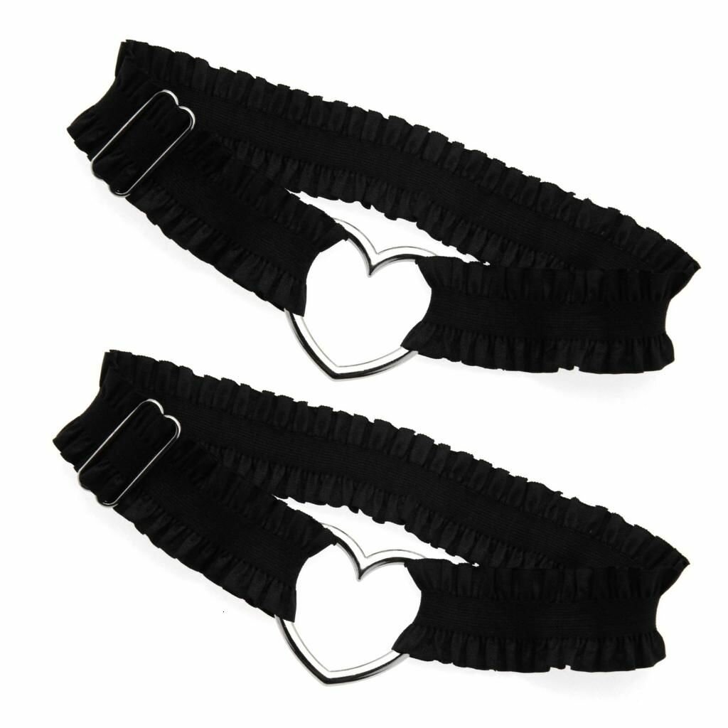 Сердечный кружевной пояс для ног, Черный