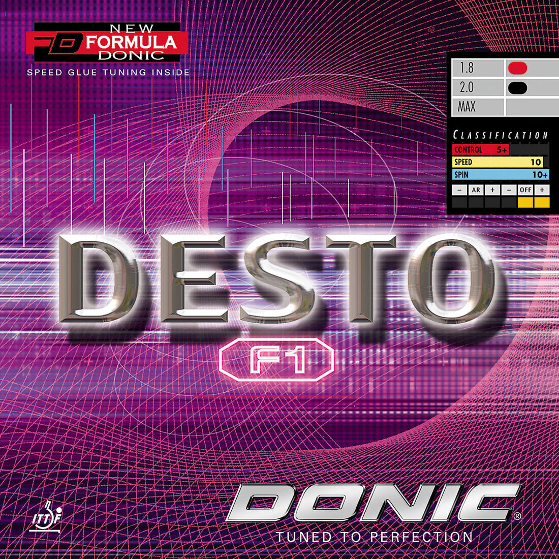 Накладка для ракетки настольного тенниса DONIC Desto F1, Красный, толщина губки 2,0