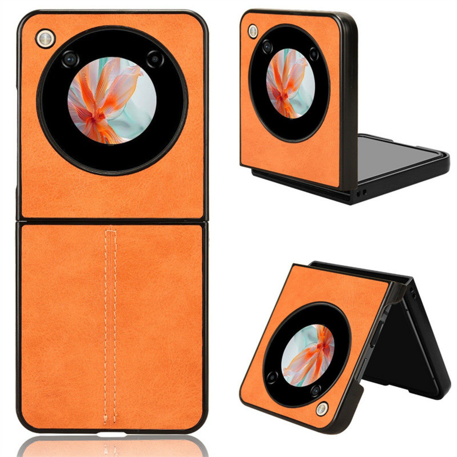 Чехол-бампер MyPads Culture Perimetrali для Nubia Flip из силикона с эко-кожей, оранжевый