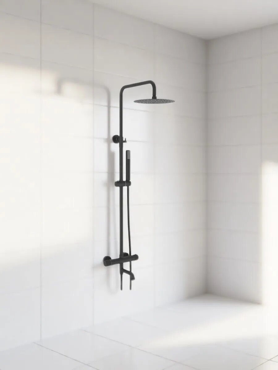 Душевая система из латуни с термостатом Vieir V403561-C черный