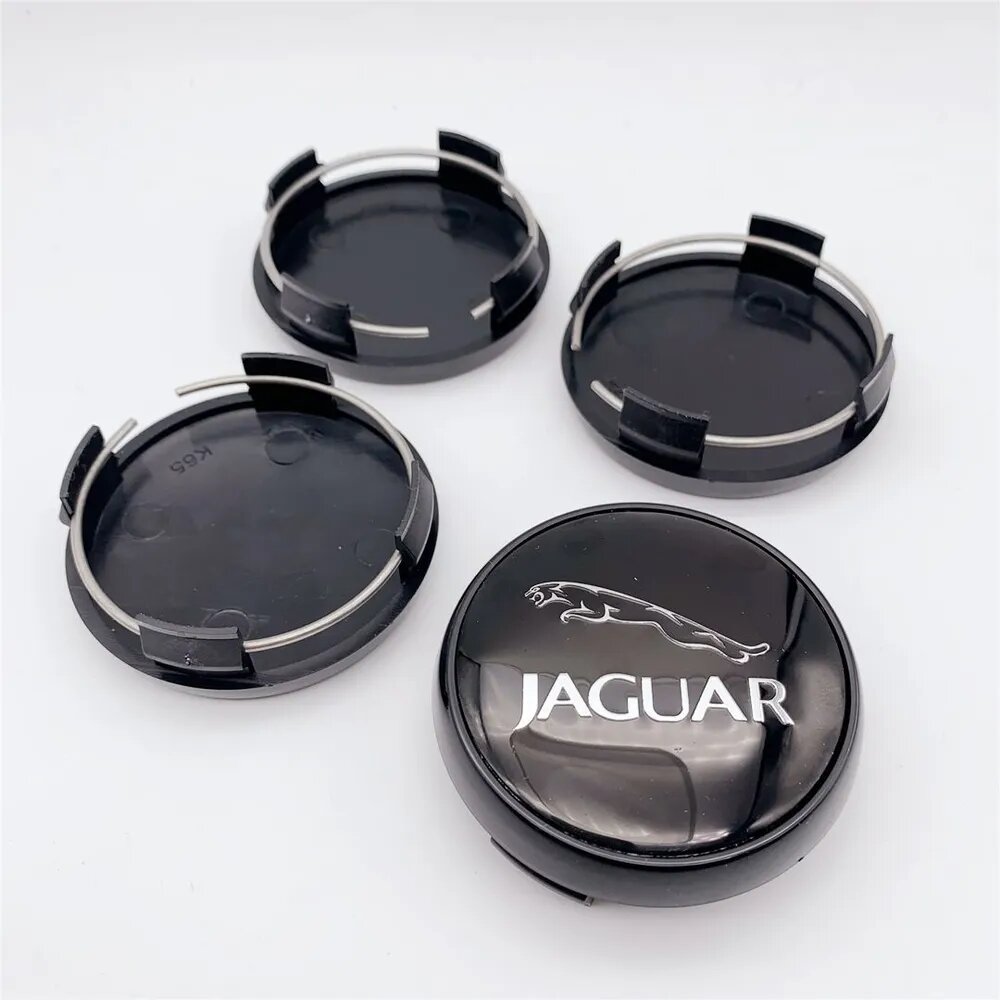 Колпаки ступицы колеса Jaguar, 4 шт. Заглушки на диски 60 мм, черные