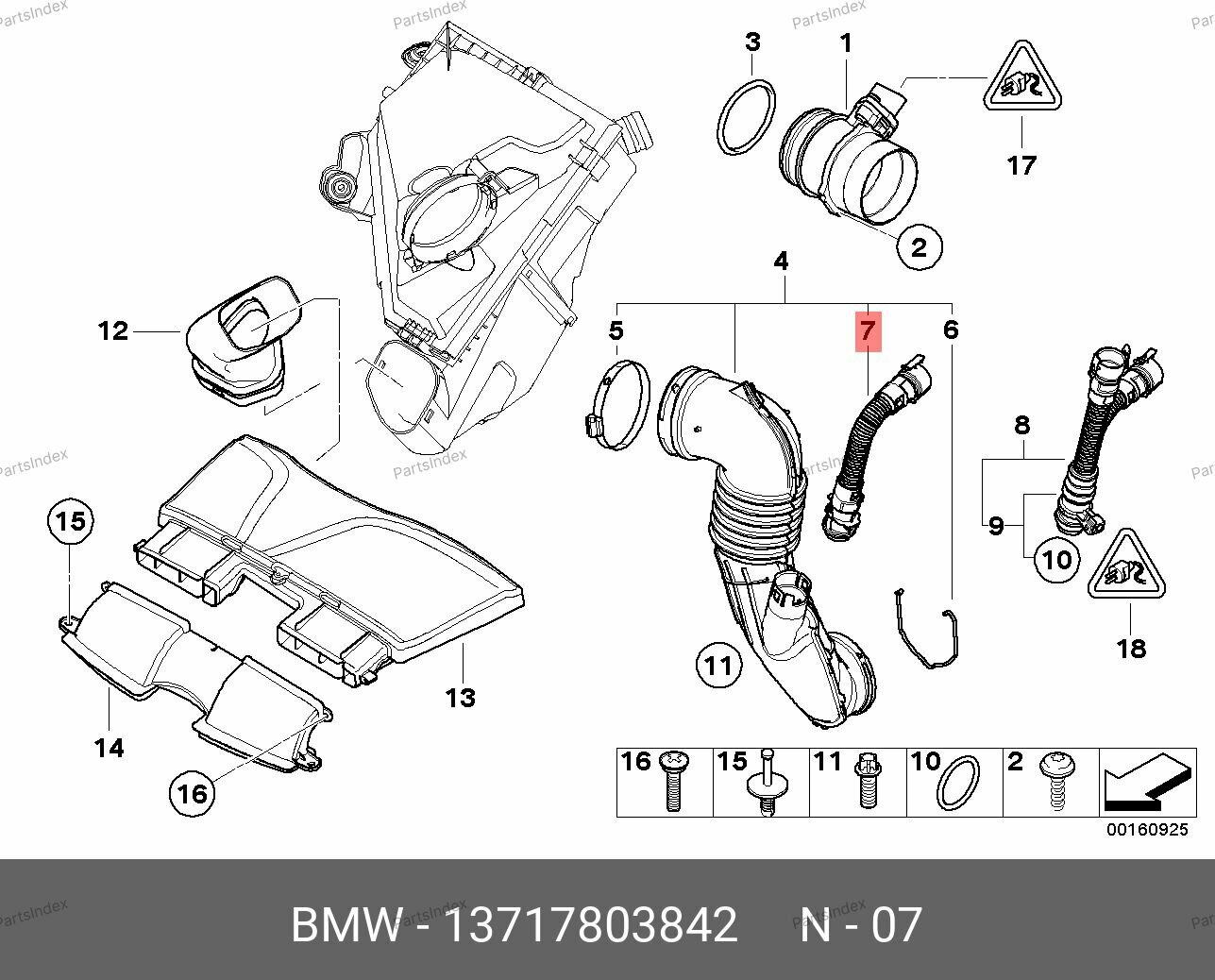 Патрубок воздушной системы, BMW 13717803842