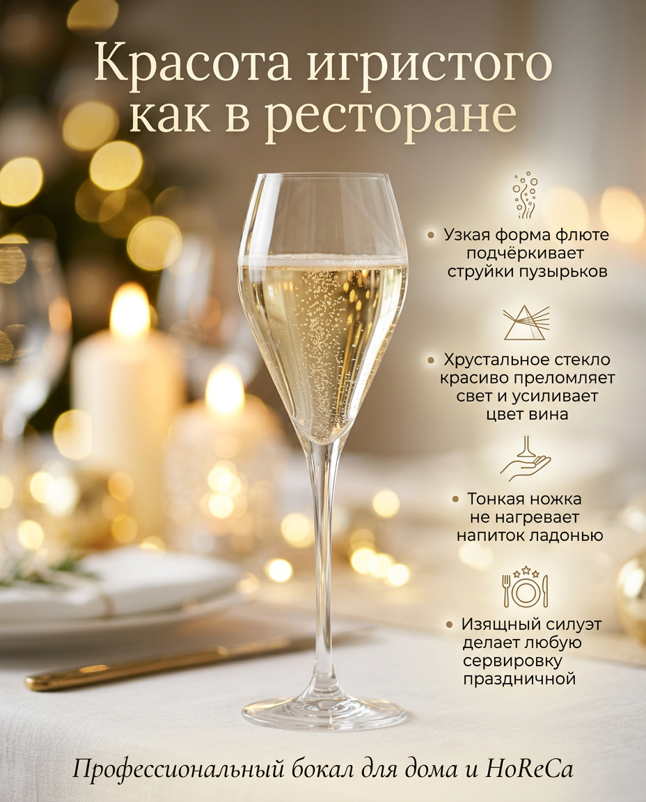 Набор хрустальных бокалов Rona Mode , для вина, 240мл, 2 бокала