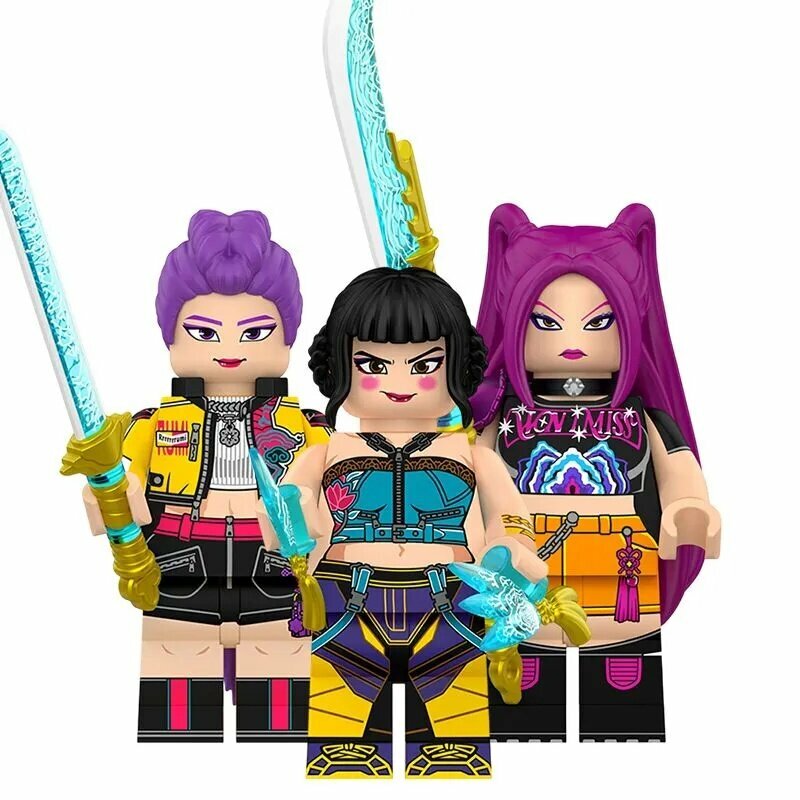 Набор минифигурки Охотники на демонов КПоп/K Pop Demon Hunters совместимы с легo конструкторами 3шт (4.5см, пакет)/WM6228