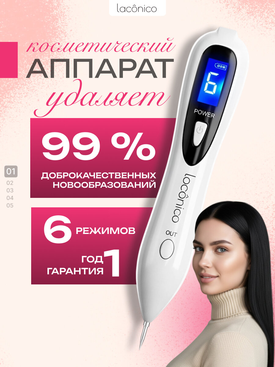 Косметологический аппарат Laconico для удаления папиллом и бородавок, лазерный, электрический, белый