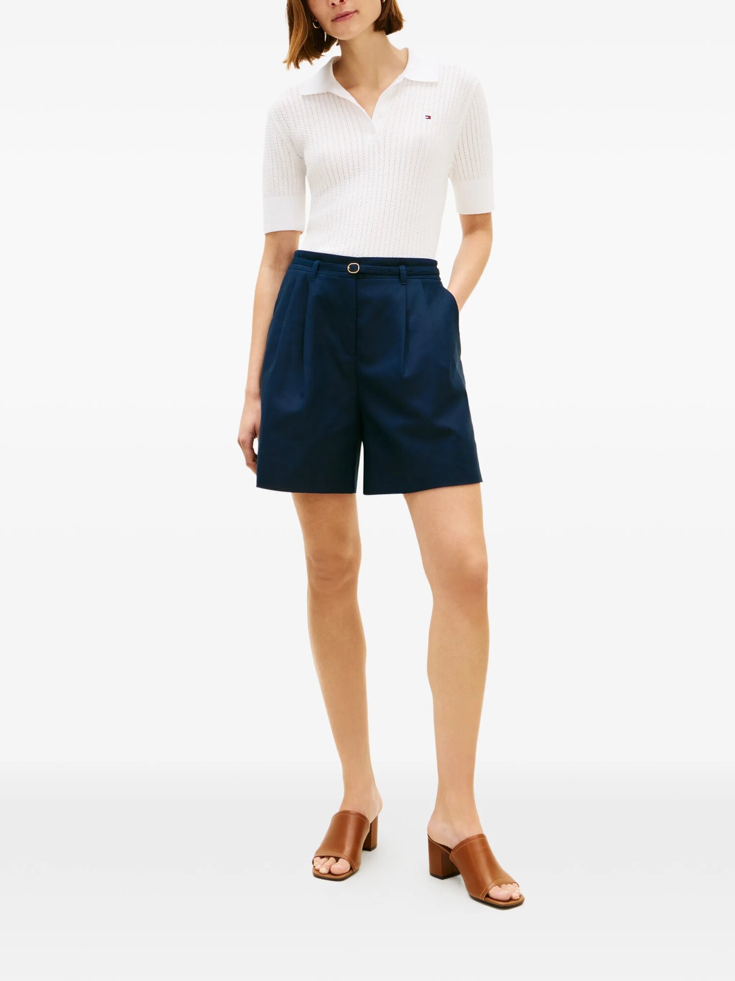Рубашка TOMMY HILFIGER, размер 40 EU, бежевый/белый — фото 1