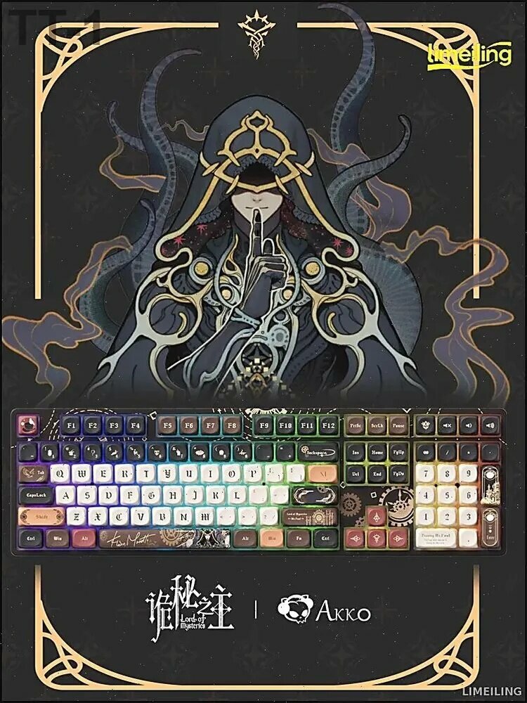 Игровая клавиатура беспроводная Akko 5108B Plus Mechanical Keyboard "Lord of the Mysteries" 3-mode RGB, 108 клавиш, US раскладка, hot-swap, (Akko V3 Piano Pro), Английская раскладка, черный