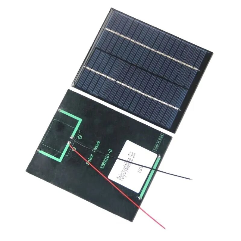 Минимальная солнечная батарея 2 Вт 18 В, поликристаллическая солнечная панель с проводом для зарядки аккумулятора 12 В, солнечная энергетическая система «сделай сам», 136*110 мм, 2 шт.