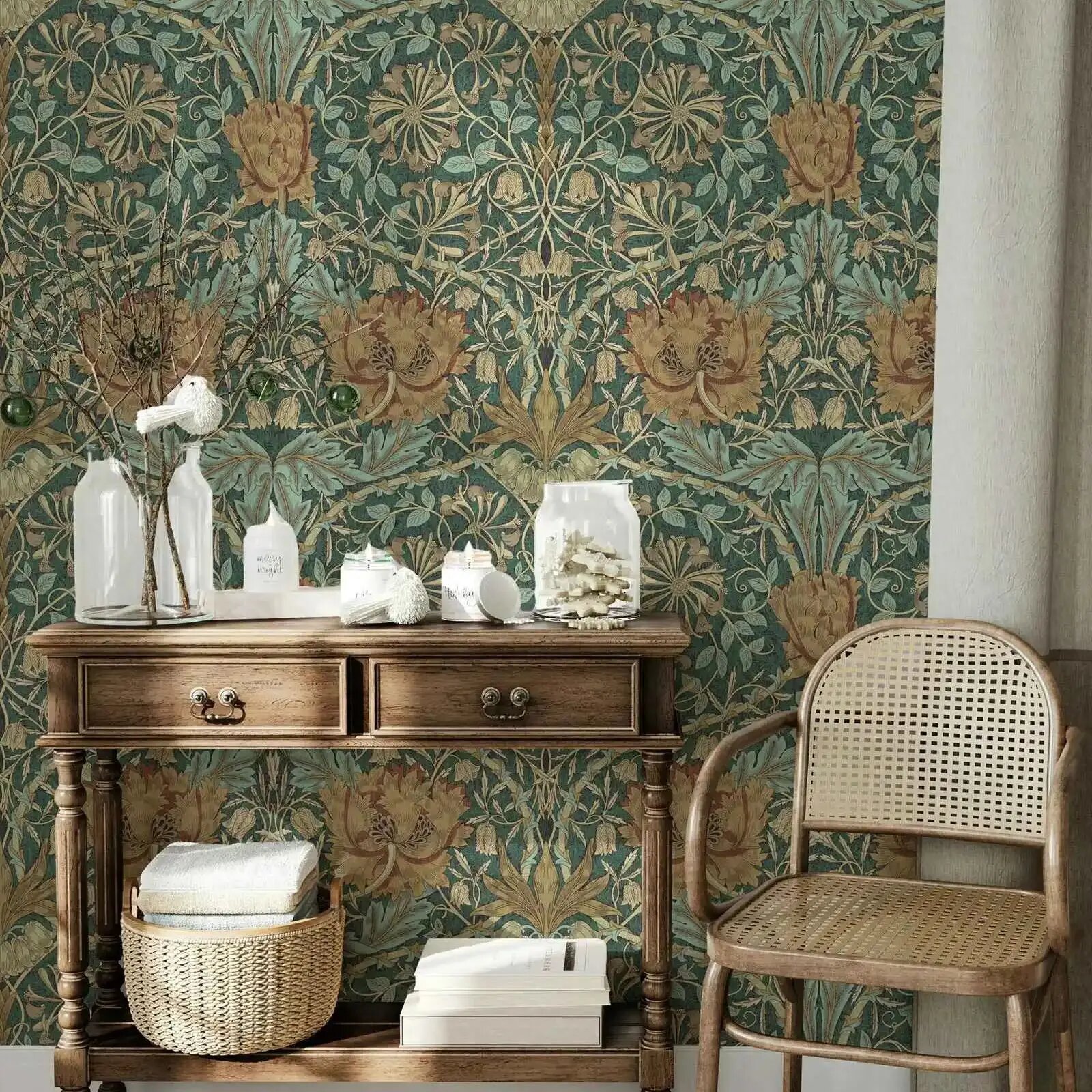 Бумажные обои William Morris Honeysuckle Trellis Tradition Un-paste, Sample
