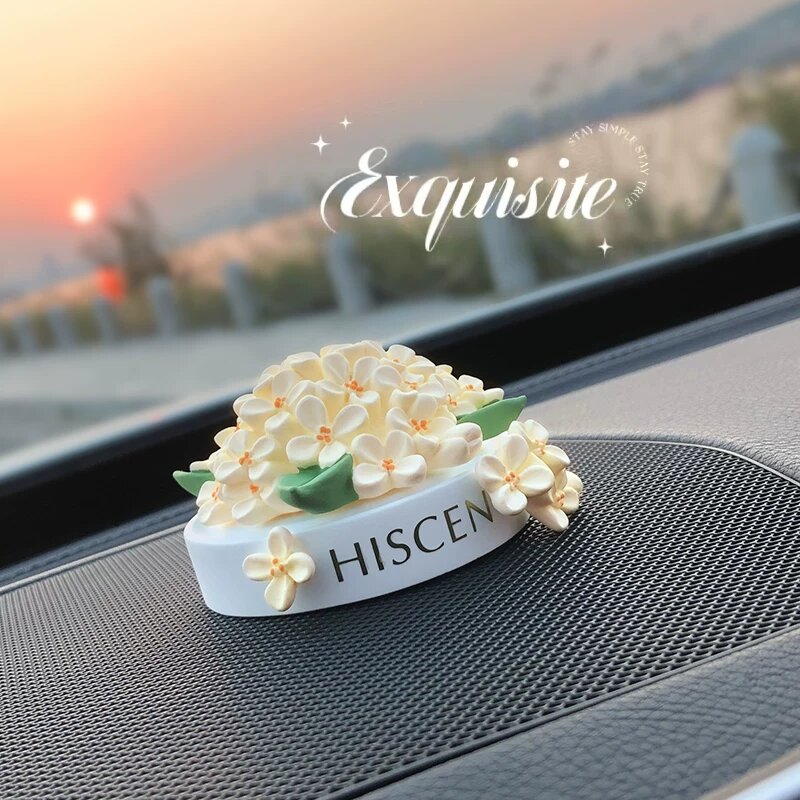 Серебряный османтус автомобильный декор для салона с 1 бутылкой эфирного масла для ароматерапии приборной панели