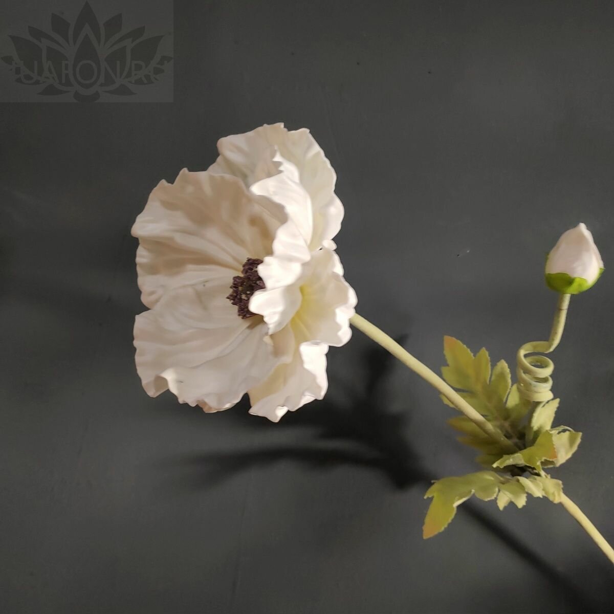 Искусственные цветы для декора мак белый крупный из латекса голова 17 см премиум серия 68 см