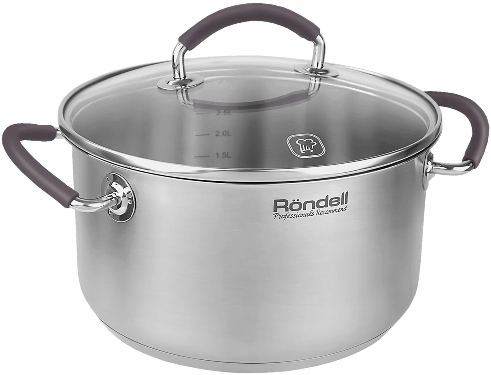 Кастрюля Rondell Akzent, 3.1 л d=20см, с крышкой, цвет стальной (RDS-1388)