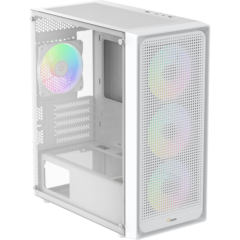Корпус ПК без блока Case Ocypus Gamma C50 WH ARGB, Mini-Tower, TG, 4x120mm ARGB, 1xUSB-A 3.0 + 2xUSB 2.0, mATX, mITX White