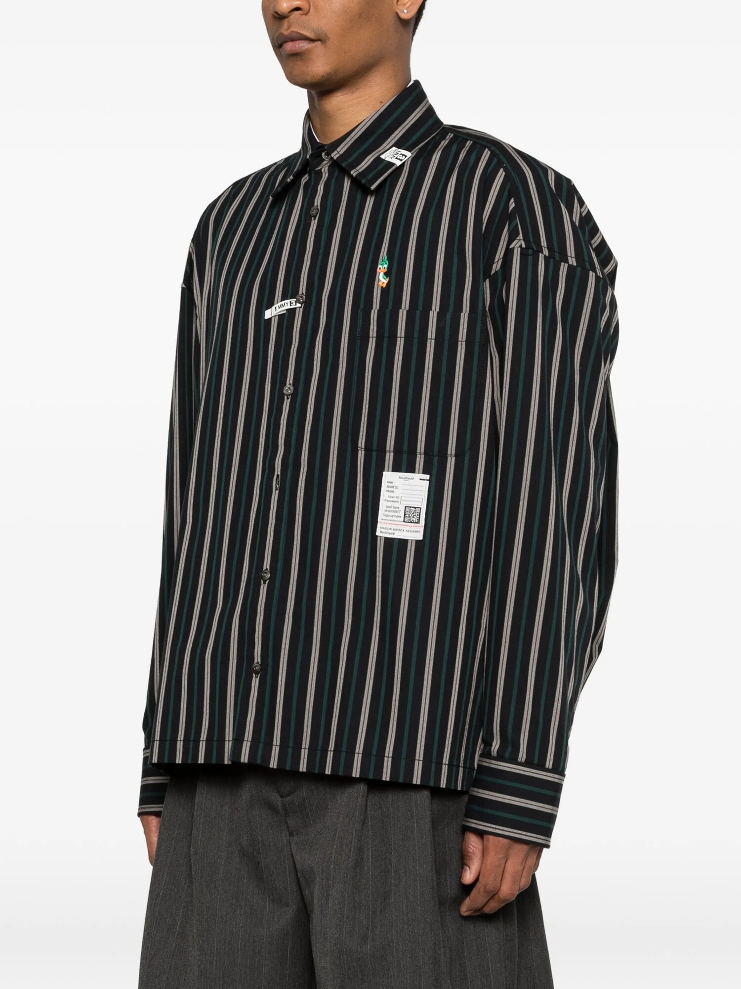 Рубашка MAISON MIHARA YASUHIRO Striped embroidered shirt, размер 46 — фото 1