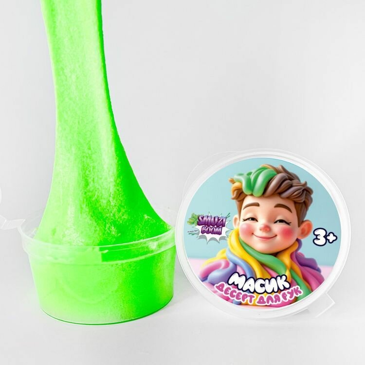 Слайм Новая химия smuzi boom, десерт для рук, масик 90 гр, зеленый неон, t замерзания +5 градусов, в банке, от 3 лет, 00-00001362