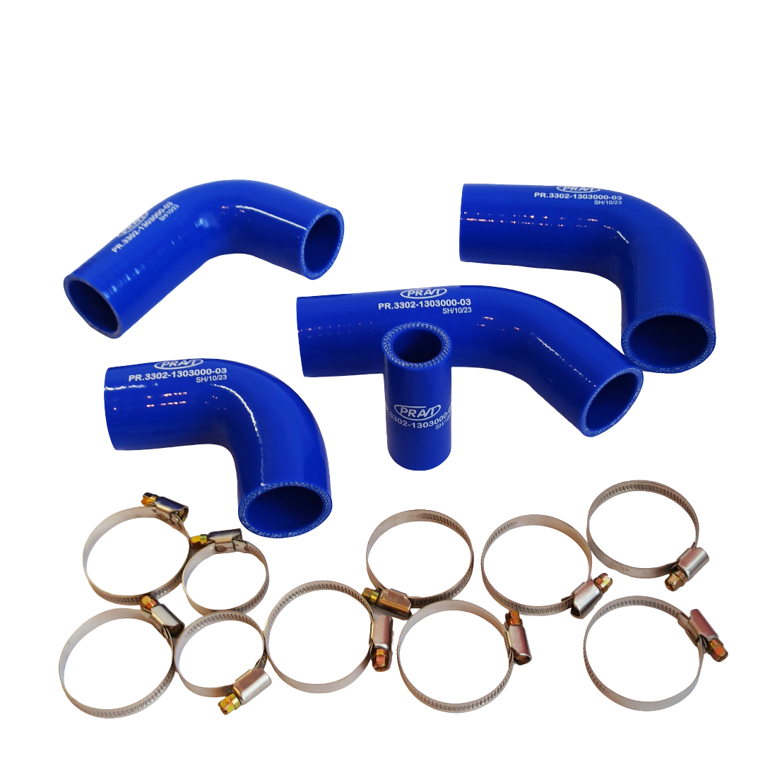 Патрубки радиатора газель дв. змз-405 е3 силикон (к-т 5шт с хомутами) (pravt)