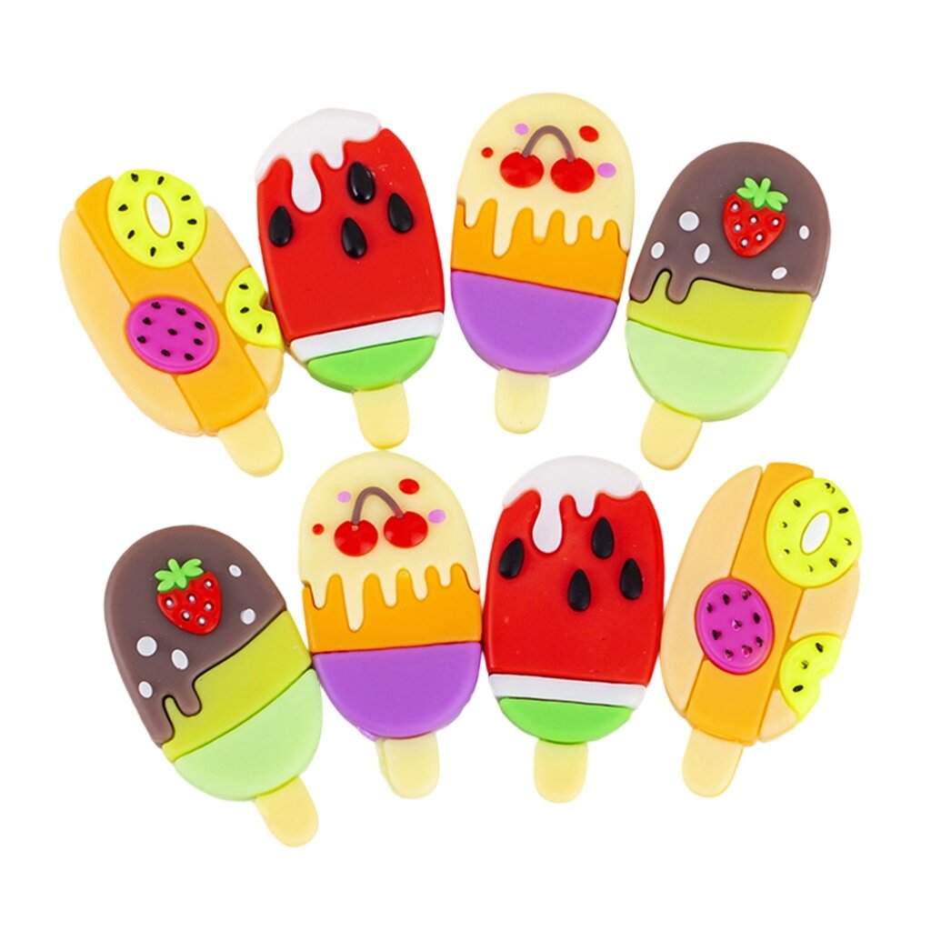 8ШТ Креативные Ластики В Форме Мороженого, Забавные Ластики-Леденцы Для Детей, Пишущие Заметки Для Студентов, Офисные Школьные Принадлежности