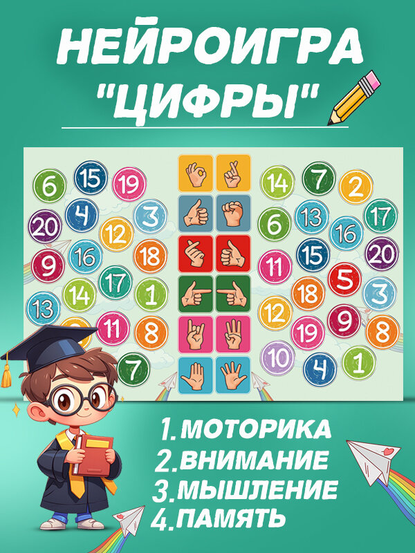 Нейротренажер для рук развивающие логопедические игры, Нейро ладошки для развития ребенка, Цифры