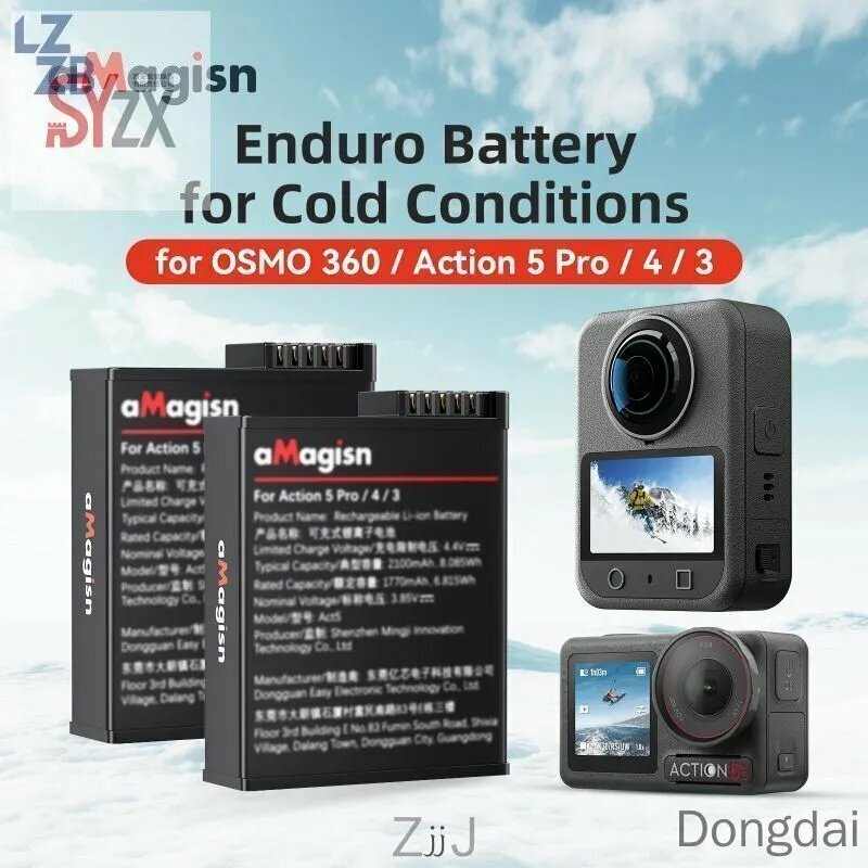 AMagisn Для Osmo 360 Action 5Pro/4/3 Низкотемпературная батарея с полным декодированием Аккумуляторных аксессуаров