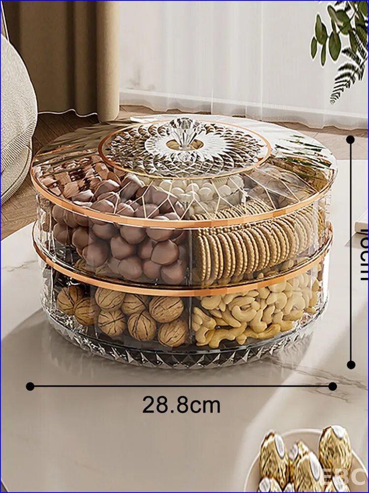 Менажница двухъярусная, 28 см диаметр, для хранения конфет и закусок, прозрачная