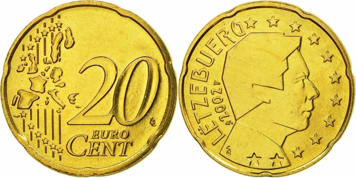 Люксембург 20 евроцентов, 2002 - 2006 Герцог Анри XF