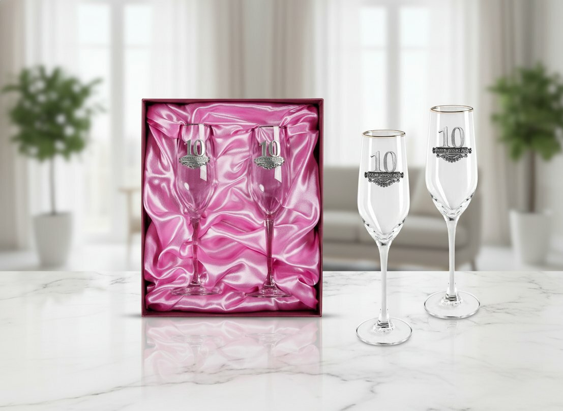 Набор фужеров для шампанского 10 лет вместе