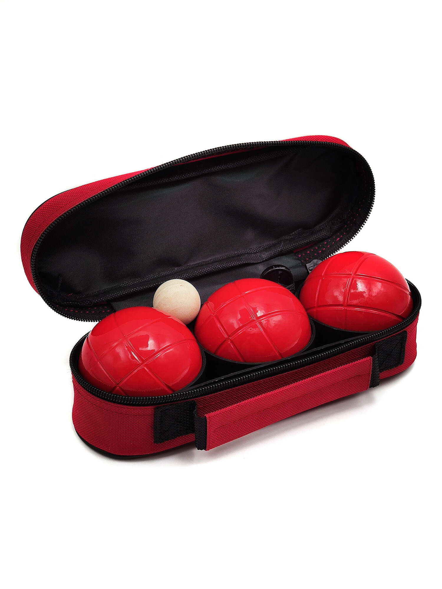 Петанк металлический Фабрика Игр спортивная игра для улицы Бочча, 3 шара, глянцевые, красные, в сумке