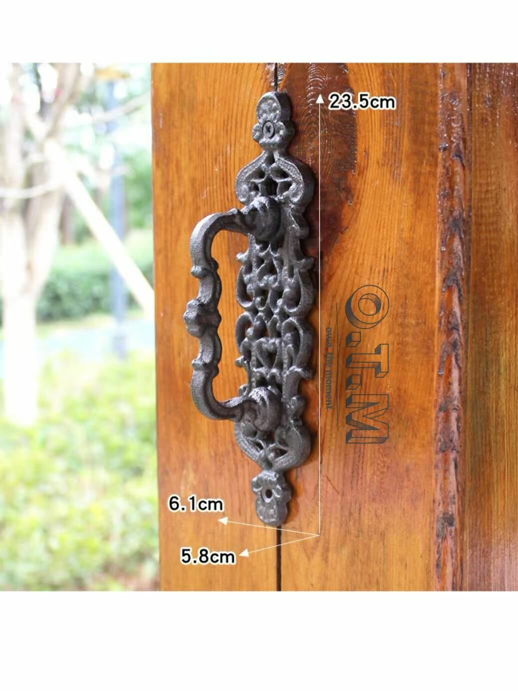 1 старомодная чугунная кованая дверная ручка для сада и внутренних помещений 23.5*6.1*5.8 Смотрите цвета черный и коричневый