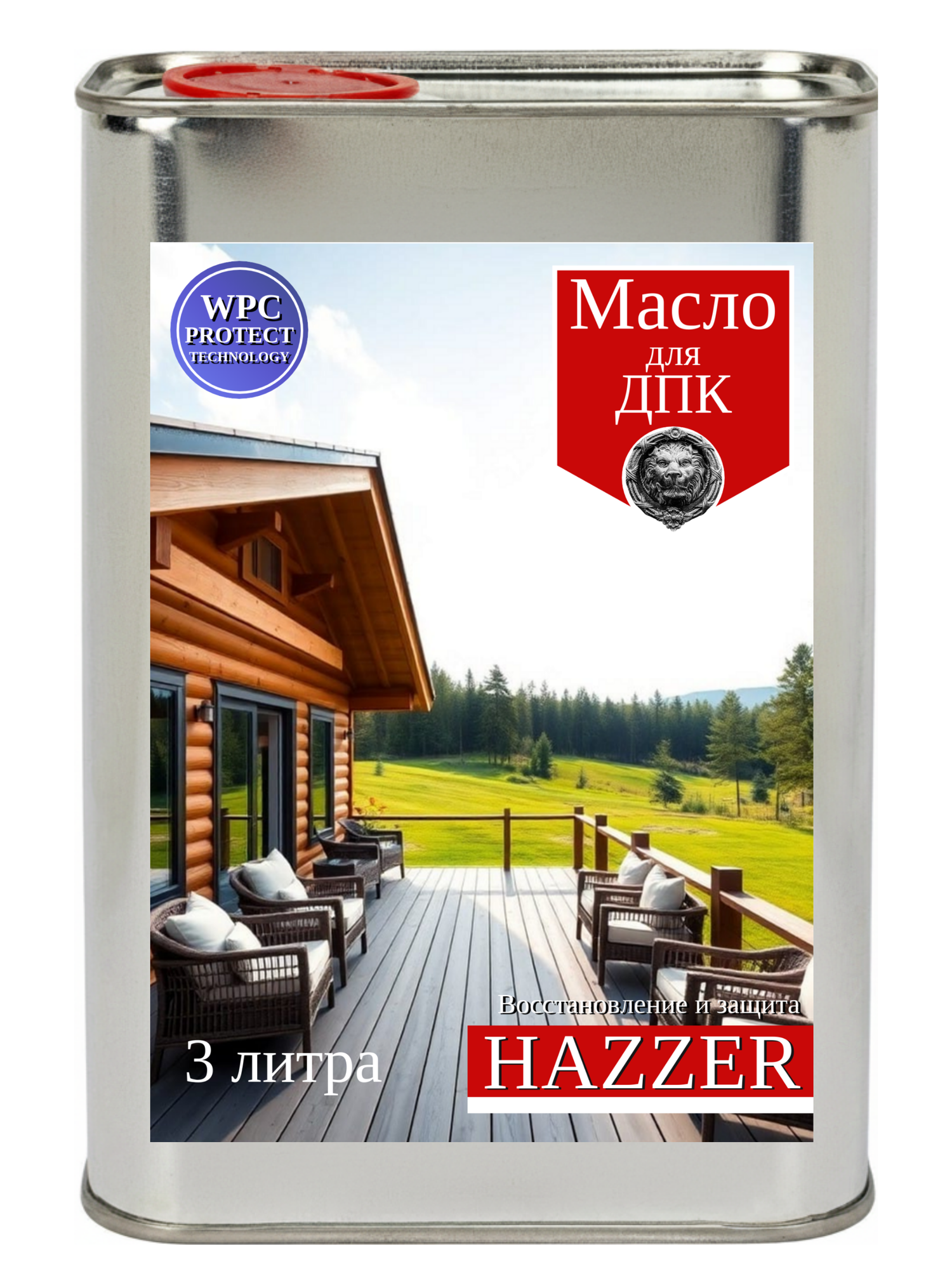 Масло HAZZER для террасной доски, изделий из ДПК (древесно-полимерного композита), 3 литра