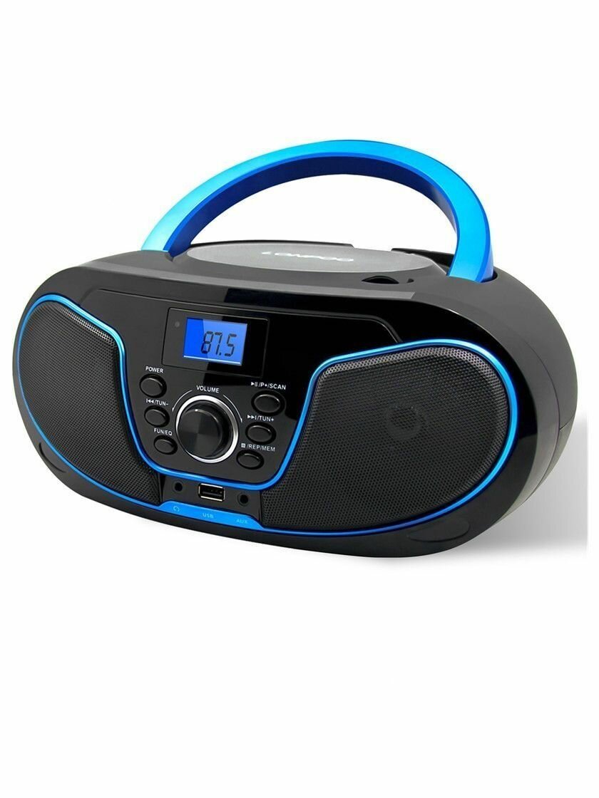 LONPOO Стерео CD-плеер с Bluetooth, FM-радио, поддержкой MP3, разъемами USB/AUX, выходом для наушников, LCD-дисплеем, компактный CD-плеер для изучения языков