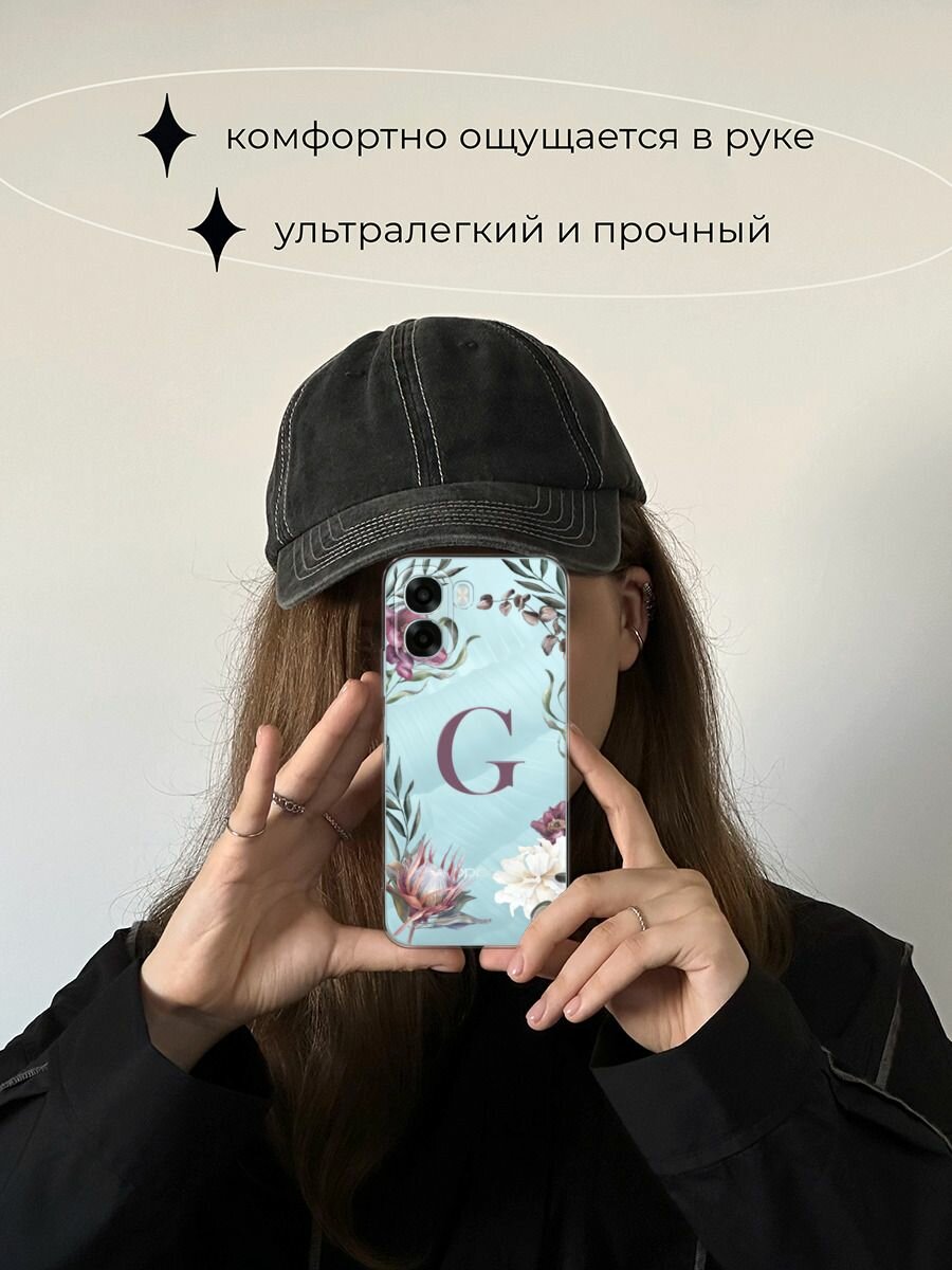 Силиконовый чехол на Oppo A6x / Оппо A6x с принтом Буква G в цветах — фото 1