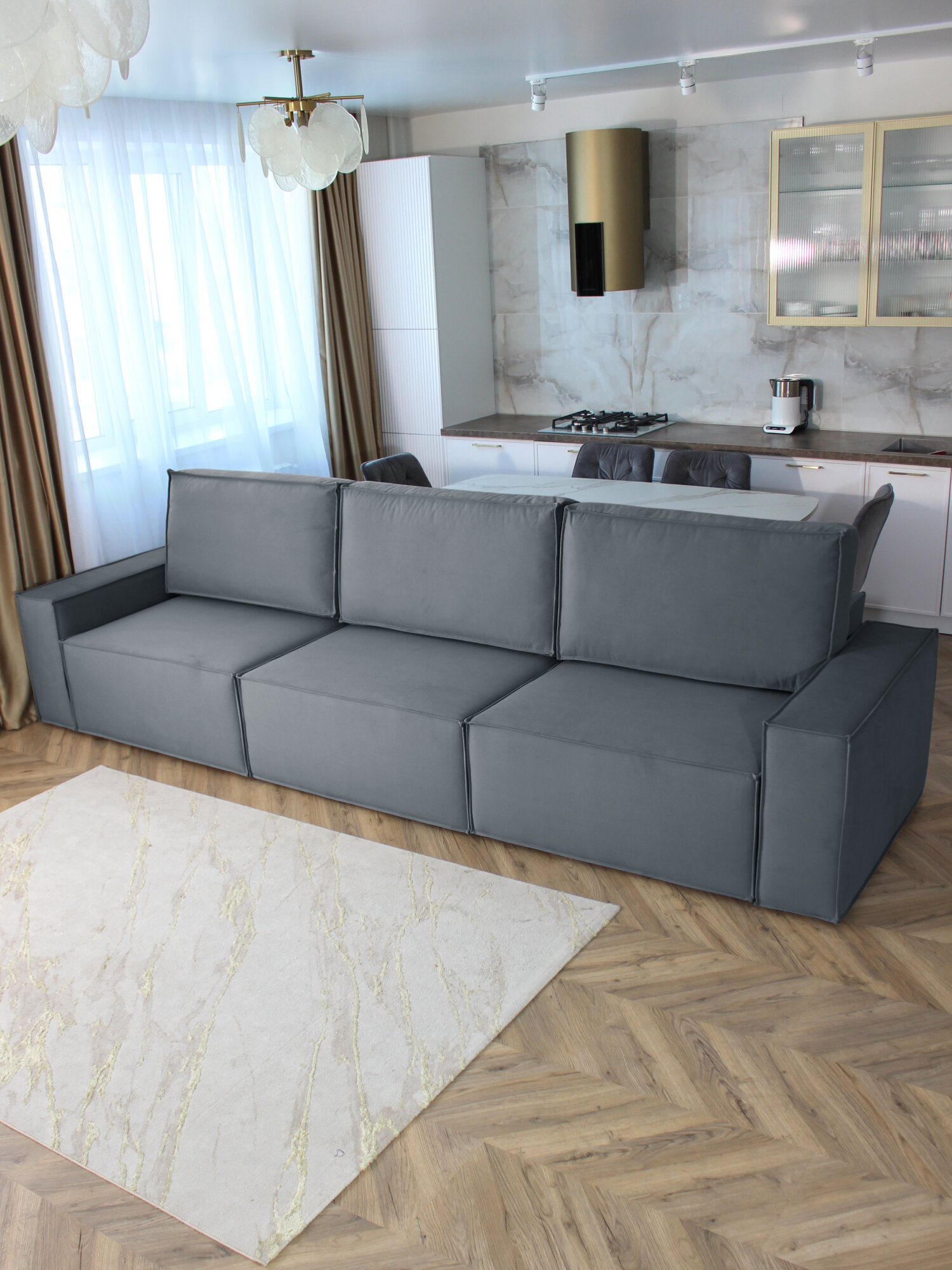 Диван-кровать Forrest Конер серый, механизм выкатная Еврокнижка, 350х109х65 см