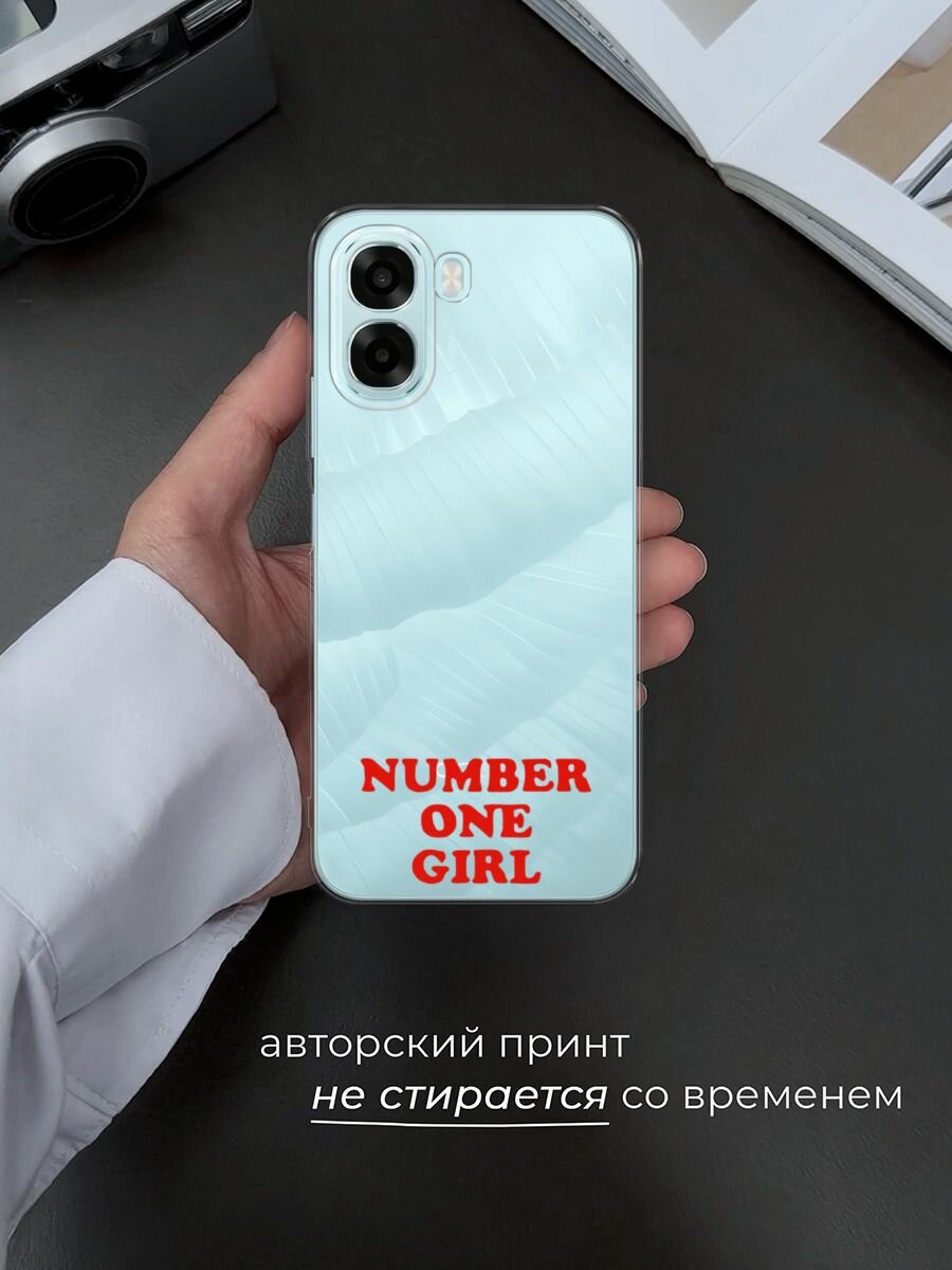 Чехол на Oppo A6x / Оппо A6x с принтом Number one girl, прозрачный — фото 1