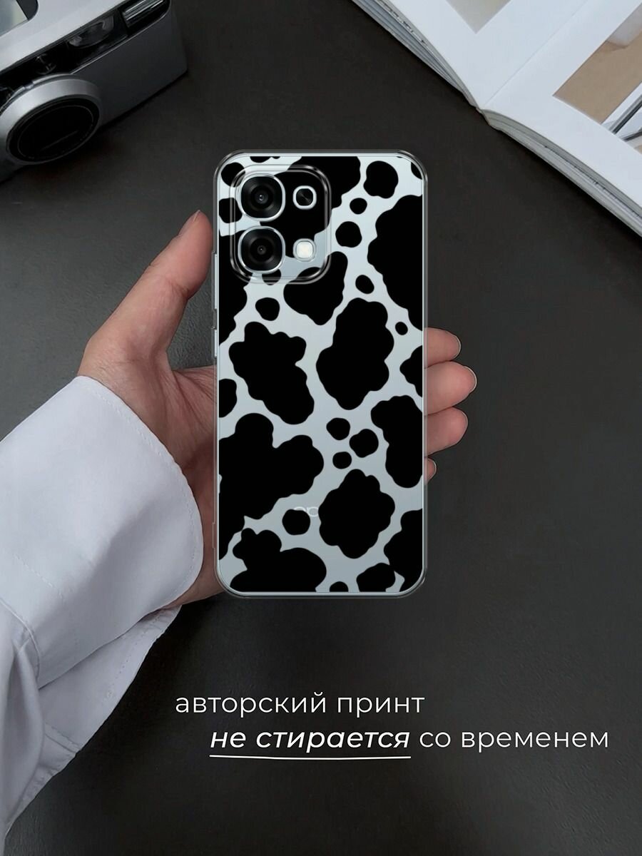 Чехол на Oppo A6 Pro / Оппо A6 Про с принтом Черные пятна, прозрачный — фото 1