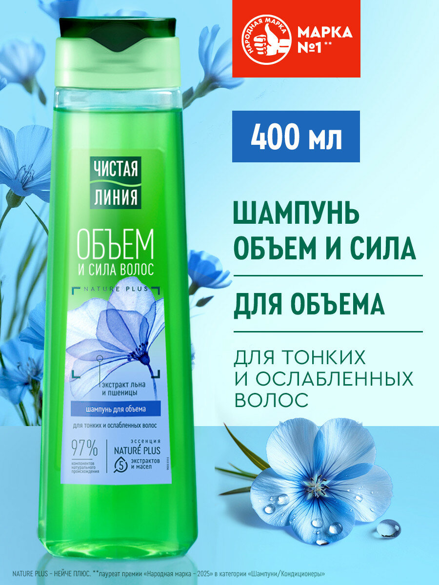Чистая Линия шампунь для тонких и ослабленных волос Пшеница 400 мл