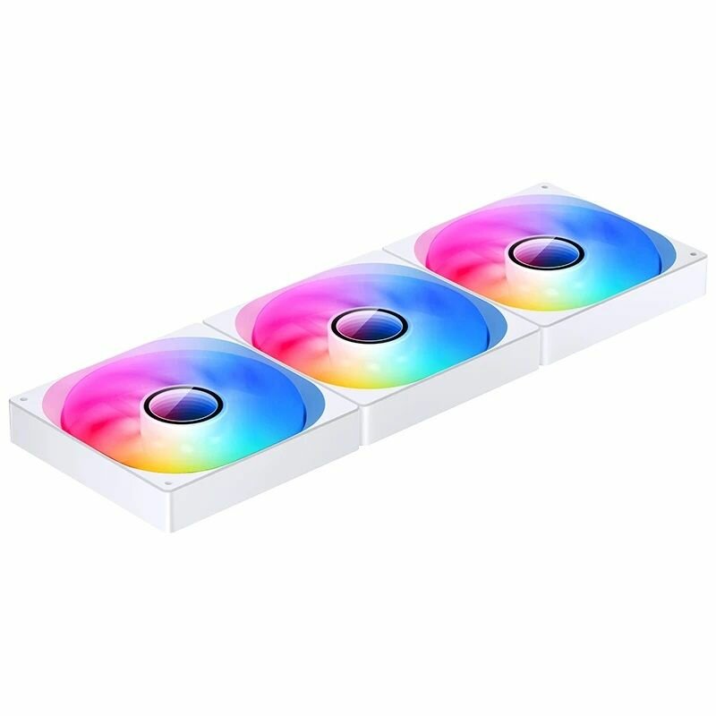 Комплект вентиляторов для корпуса 3 шт. JONSBO ZW-140WR (3 in 1) 420х140х26мм REVERSE (на вдув) PWM, ARGB LED, 800-1400об/мин, белый