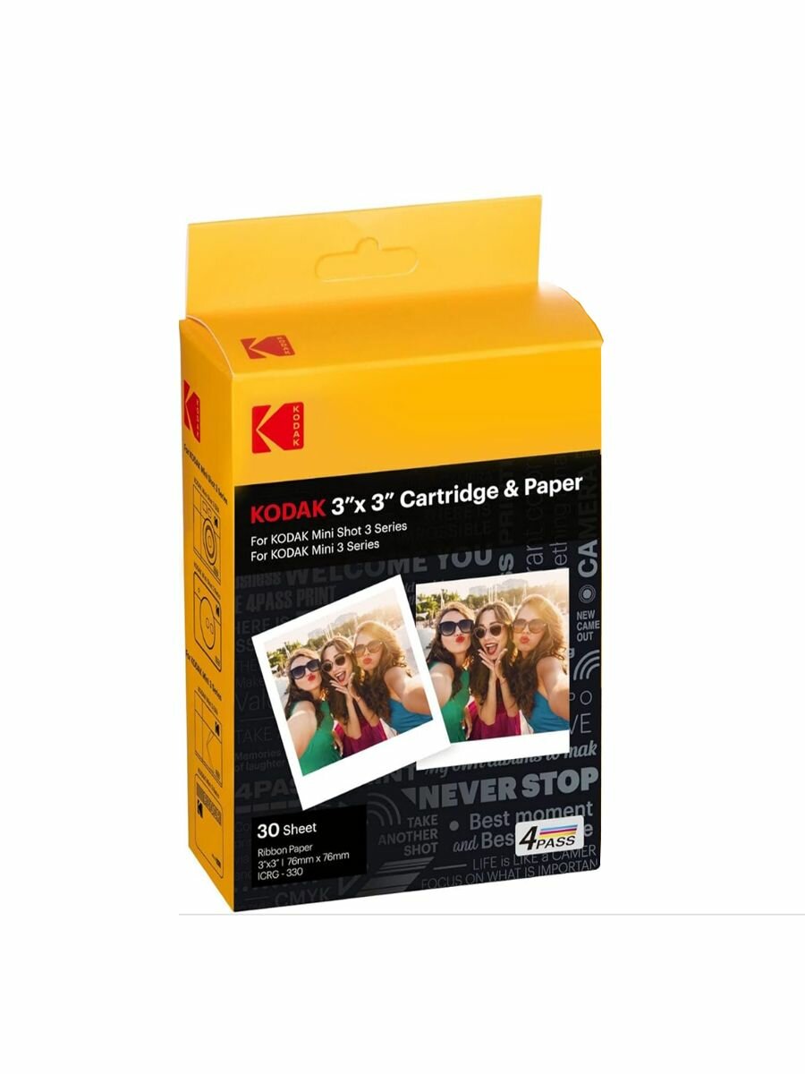 Картридж с пленкой KODAK 4 PASS 3x3 дюйма для KODAK Mini 3 Retro и Mini Shot 3 Retro