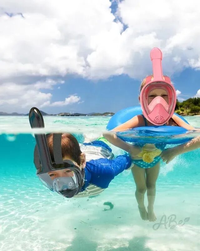 Маска для плавания Free Breath XS (дети 3-8 лет) c креплением для экшн-камеры, черная — фото 1