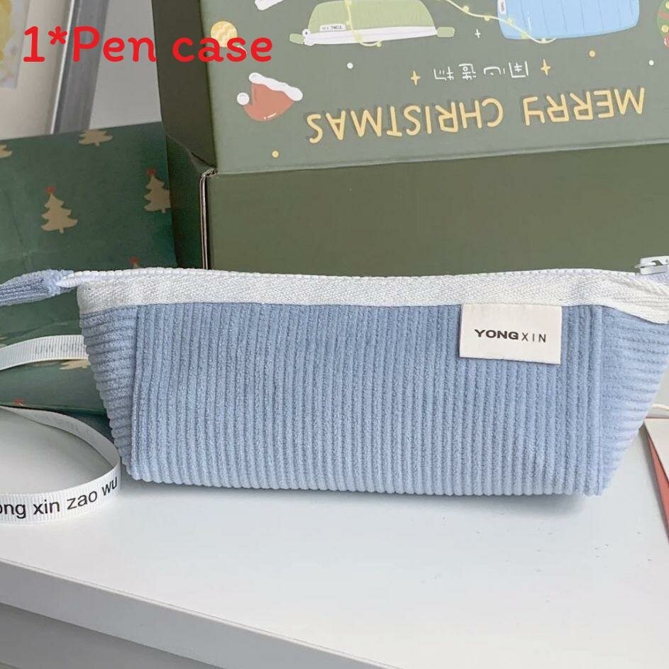 Маленький пенал для лодки с прочным вельветом для школы и офиса, синий