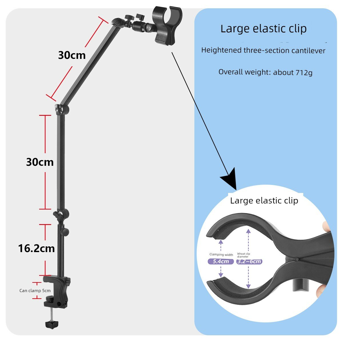 Настольный кронштейн-держатель с универсальным поворотом, телескопической регулировкой, металлический, усиленный, для