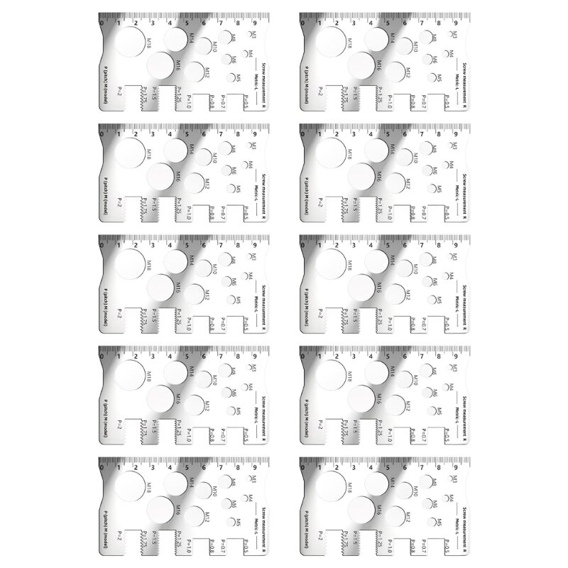 Набор из 10 датчиков шага винта для точного измерения диаметра резьбы и шага шага Идеально подходит для инженеров и самодельных проектов.