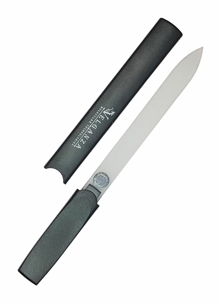 Пилка стеклянная полирующая Velganza в футляре, 16 см, чёрная